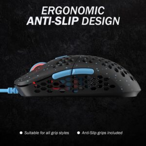 HK Gaming Mira M Ultra Lightweight RGB Gaming Mouse | Honeycomb Shell | 63 Grams | max 12000 cpi | USB Wired | 6 programmable Buttons | On-Board Memory | Anti Slip Grips | Mira-M Blue Phantom