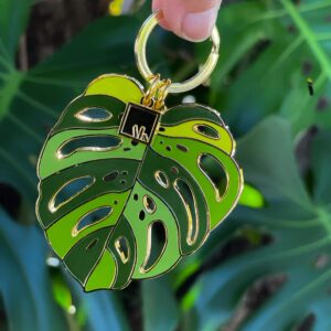 ArtAK Plant Keychains for Women Cute Keychain Key Chain Plant Lover Gifts Plant Lady (Gold Monstera)