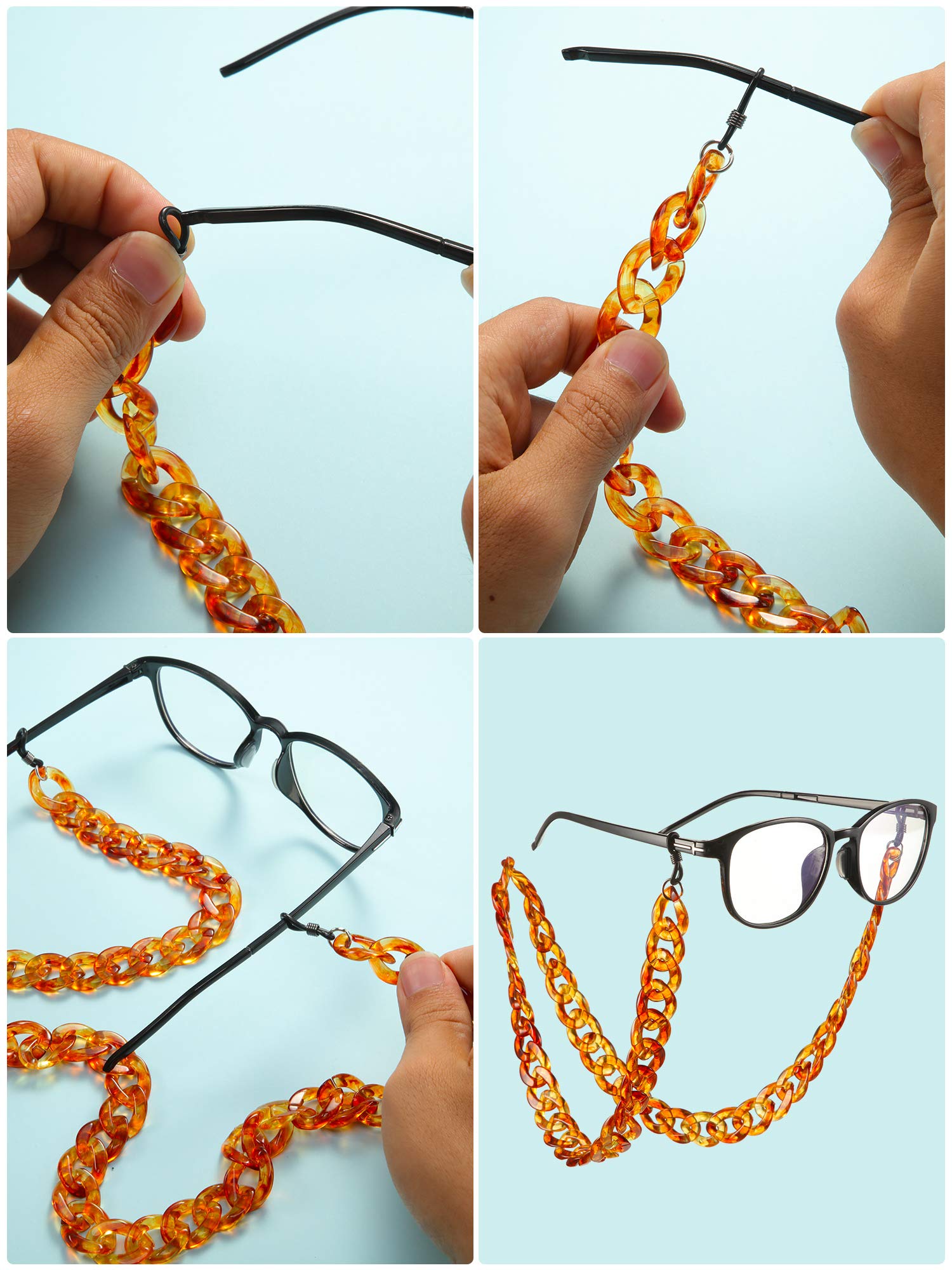 Frienda 9 Pieces Acrylic Eyeglass Chain Sunglasses Reading Strap for Women Men Eye Glasses Holder Necklace Around Neck Eyewear Retainer