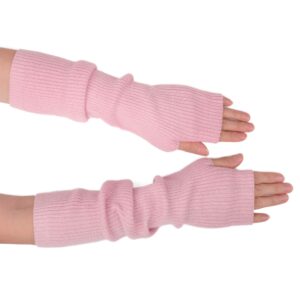 f flammi cashmere blended arm warmer winter fingerless gloves knit mitten gloves wrist warmer with thumb hole for women