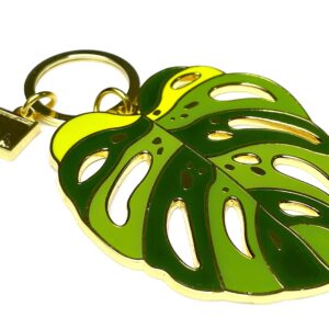 ArtAK Plant Keychains for Women Cute Keychain Key Chain Plant Lover Gifts Plant Lady (Gold Monstera)