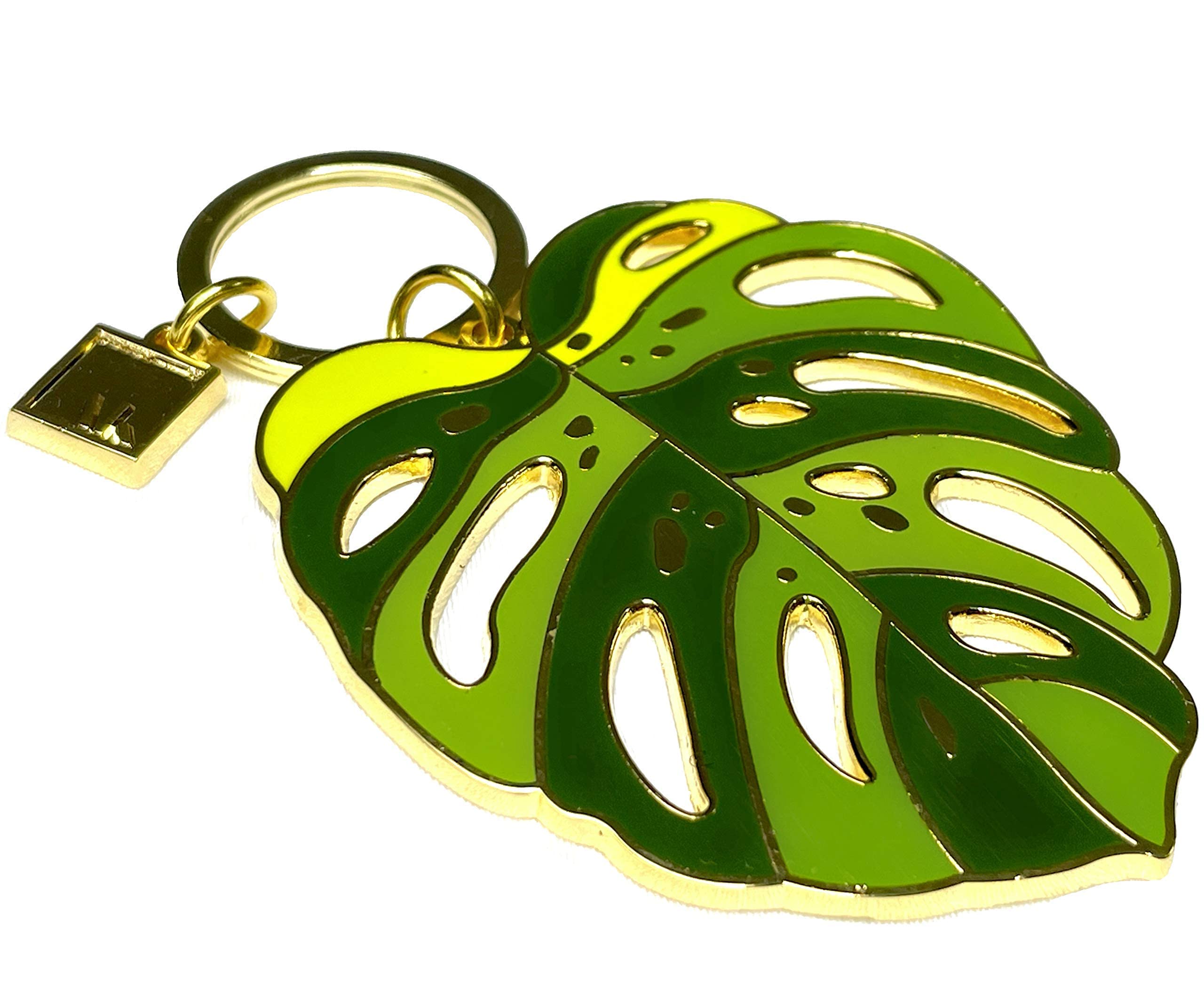 ArtAK Plant Keychains for Women Cute Keychain Key Chain Plant Lover Gifts Plant Lady (Gold Monstera)