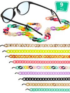 frienda 9 pieces acrylic eyeglass chain sunglasses reading strap for women men eye glasses holder necklace around neck eyewear retainer