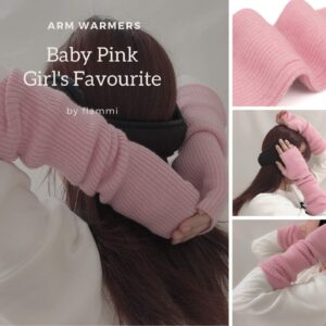 F Flammi Cashmere Blended Arm Warmer Winter Fingerless Gloves Knit Mitten Gloves Wrist Warmer with Thumb Hole for Women