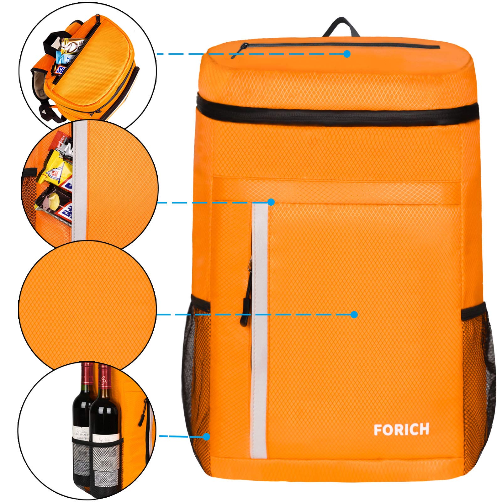 FORICH Soft Cooler Backpack Insulated Waterproof Backpack Cooler Bag Leak Proof Portable Small Cooler Backpacks to Work Lunch Travel Beach Camping Hiking Picnic Fishing Beer for Men Women