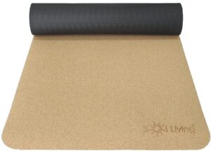 sol living natural cork yoga mat yoga mat stretching pilates meditation exercise mat gym equipment non slip portable travel yoga accessories foldable workout mat - 24" x 72"