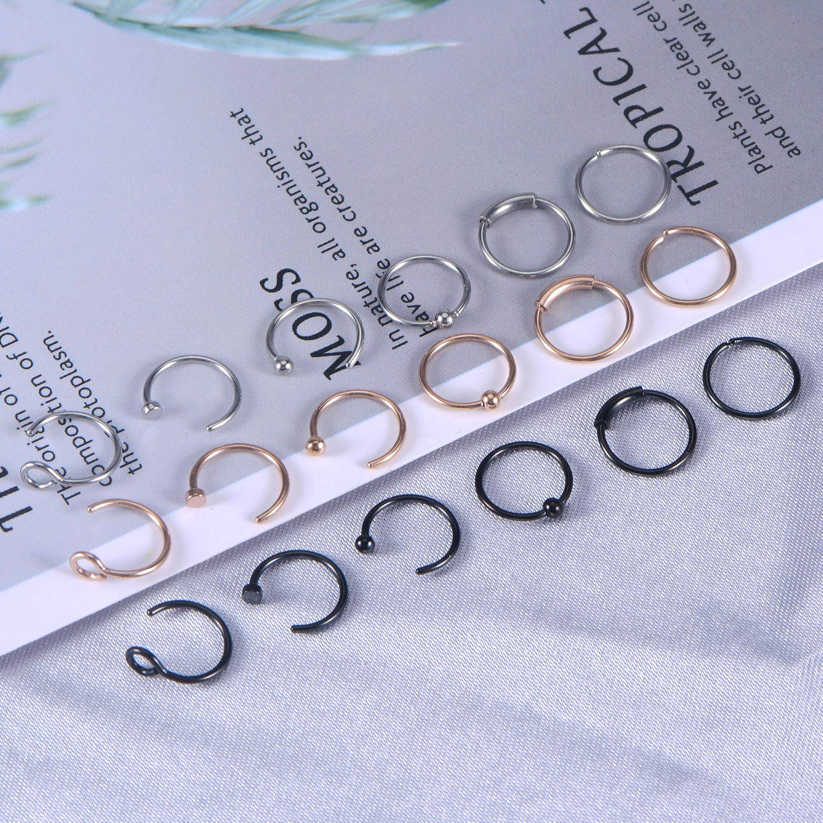 Anicina Nose Rings 20G Nose Studs Nose Rings Hoop Bone Pin Nose Rings Screw Nostril Piercing for Womens Mens CZ Nose Ring Stud