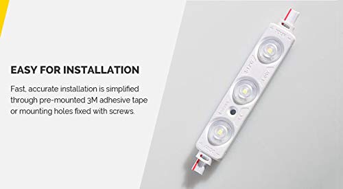 MELDIKISO LED Module, White Light for Window, Storefront Decoration, SMD 116ft 2835 Waterproof, 3 LED Chips, 1W, DC12V, IP65, Beam Angle 160°, Bulk for Channel Letter Light Box Signs (50PC)