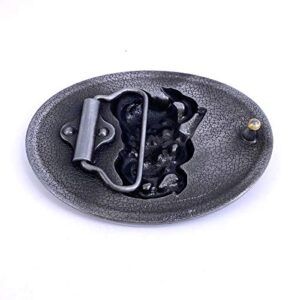 LAXPICOL Punk Gothic Western Cowboy Skull Snake Belt Buckle For Men Grey Tone