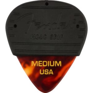 fender mojo grip guitar picks 351 shape, celluloid, tortoise shell, medium, 3-pack