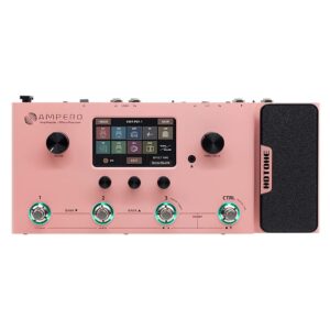 hotone ampero mp-100 guitar bass amp modeling ir cabinets simulation multi language multi-effects with expression pedal stereo otg usb audio interface(pink limited edition)