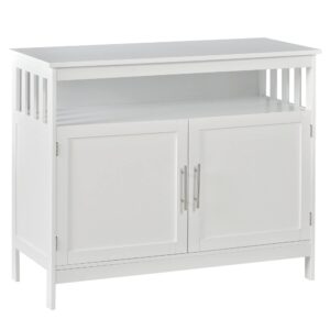 homcom sideboard buffet cabinet, modern kitchen cabinet, coffee bar cabinet with 2-level shelf and open compartment, white