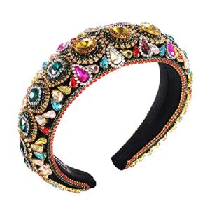 rhinestone padded headband baroque crystal embellished hairbands colorful beaded headbands fashion bejewelled hairhoop accessory for women girls