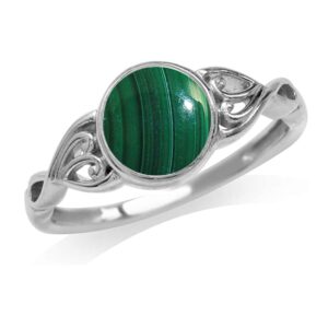 55carat natural green malachite sterling silver ring in bezel style indian handmade rings for couples 4-13