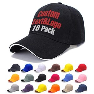 10pack custom front&back baseball cap text and logo 100% cotton personalized embroidered hat in bulk