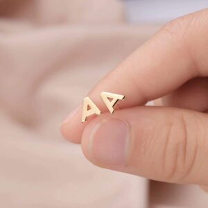 Sterling Silver Stud Earrings for Women, 925 Sterling Silver Gold Stud Earrings Small Letter A Initial Hypoallergenic Earrings for Women Jewelry Gifts, Earrings for Women