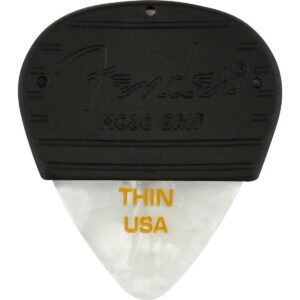 fender mojo grip guitar picks 351 shape, celluloid, white moto, thin, 3-pack