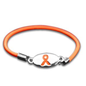 25 Pack Kidney Cancer Awareness Stretch Bracelets – Inexpensive Orange Ribbon Bracelets for Kidney Cancer Awareness Fundraisers, Events and Gift-Giving