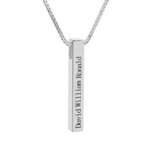 pezebel personalized custom sterling silver vertical bar name necklace customized 3d necklace custom made any name pendant necklace silver