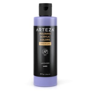 arteza acrylic pouring paint, 8 ounces, a403 lavender, high-flow, no mixing needed, for pouring on canvas, glass, paper, wood, tile, & stones