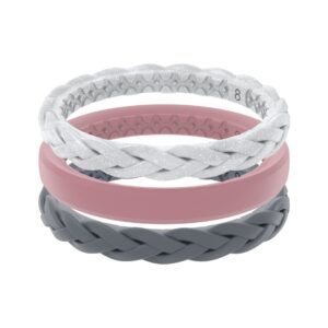 groove life silicone wedding ring for women - breathable rubber rings for women, lifetime coverage, unique design, comfort fit womens ring - thin air serenity size 7