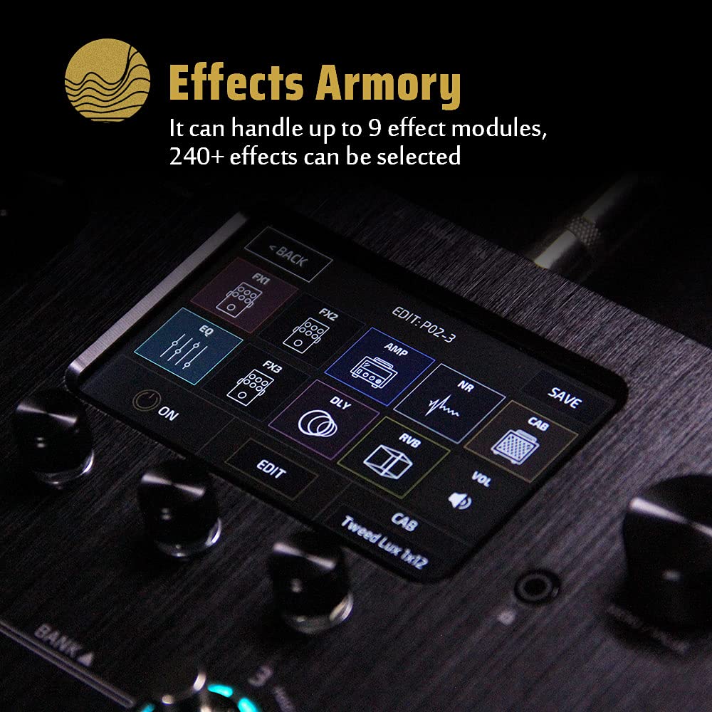 Hotone Ampero MP-100 Guitar Bass Amp Modeling IR Cabinets Simulation Multi Language Multi-Effects with Expression Pedal Stereo OTG USB Audio Interface