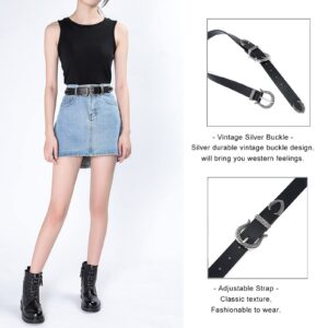 Tanpie Women Western Belts Ladies Vintage Design Buckle Black Belt for Jeans Pants Dress Black Large