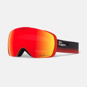 giro contact ski goggles - snowboard goggles for men & women - black/red label strap with vivid ember/vivid infrared lenses