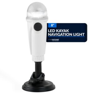 five oceans kayak lights - stern lights for boats, anchor light, 8-inch, battery-powered led kayak lights for night kayaking with suction cup for small boat, canoe, dinghy, paddle board - fo4483