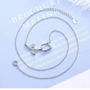 Tafeily Tulip Necklace Plated Silver Necklace Tulip Flower Necklace for Women and Girls (silver)