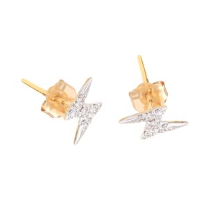 Certified Diamond Stud Earrings In 14K Yellow Gold Thunderstorm Style With Natural Diamonds 0.64 Carats (H I Color, Vs2 Si1 Clarity) Fine Jewelry For Women Gifts