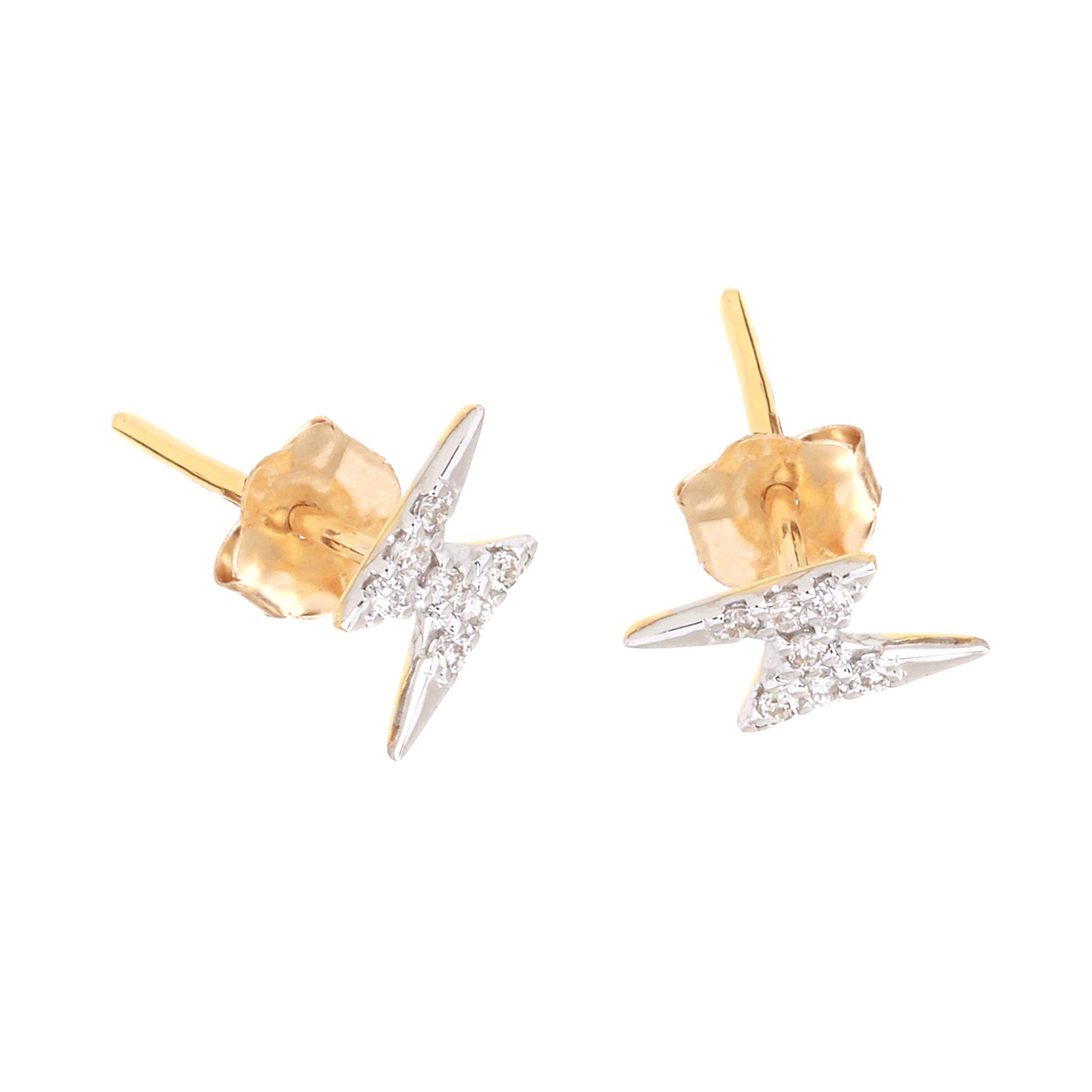 Certified Diamond Stud Earrings In 14K Yellow Gold Thunderstorm Style With Natural Diamonds 0.64 Carats (H I Color, Vs2 Si1 Clarity) Fine Jewelry For Women Gifts