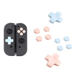 geekshare 4pcs cat paw button caps joystick cover compatible with nintendo switch/oled - pink & blue