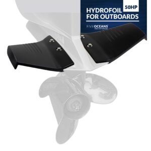 five oceans hydrofoil, hydrofoil for outboard motor, hydro-stabilizer fins for outboards and stern drive, up to 50hp, black - fo4470