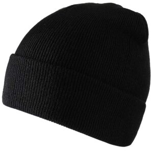 tyonmujo unisex adult knit beanie for men women warm snug hat cap black