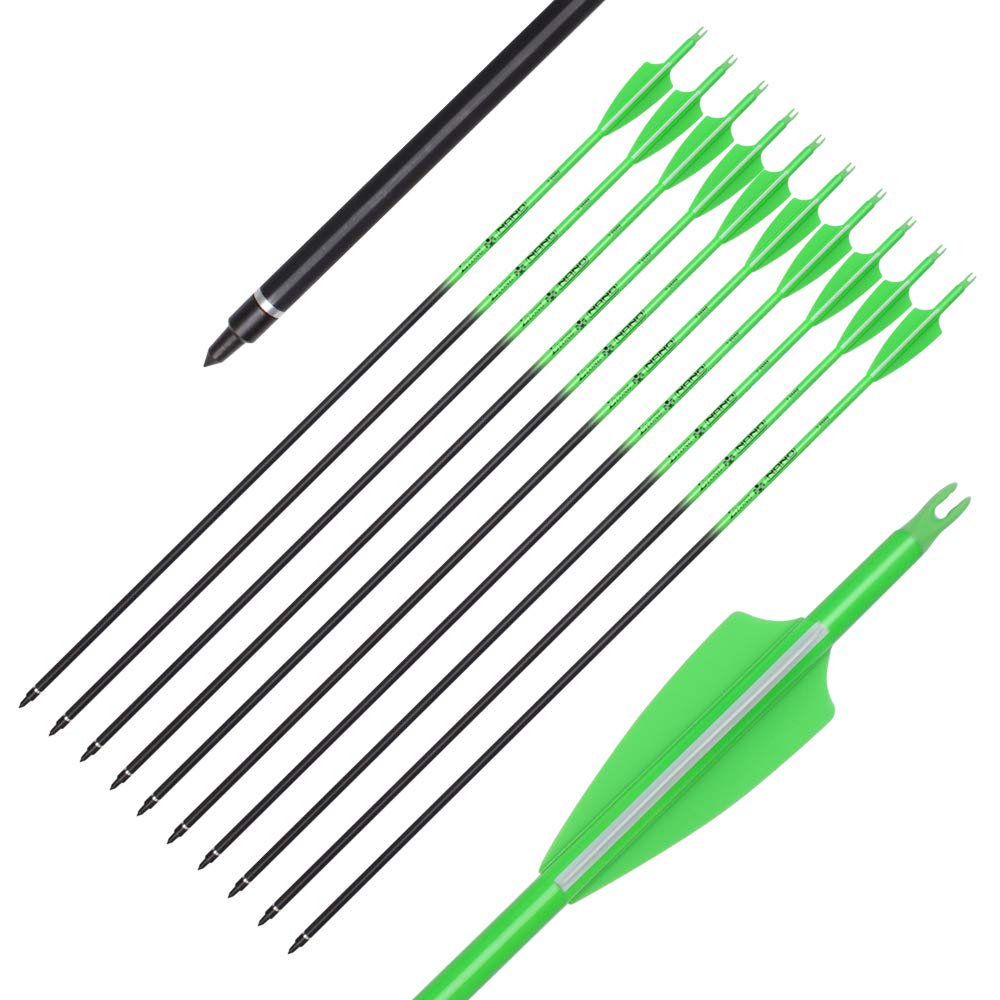 Carbon Arrows 28 Inch Targeting Practice Hunting Arrow Fluorescence Color for Compound Bow and Recurve Bow with 100 Grain Removable Tips (Pack of 12)