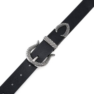 Tanpie Women Western Belts Ladies Vintage Design Buckle Black Belt for Jeans Pants Dress Black Large