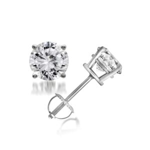 beyond brilliance 2.00 carat prong set 14k white gold round cut solitaire diamond stud earrings (j-k, i2-i3) natural diamond stud earrings for women, gift box included