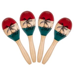 foraineam 4 pack wood maracas musical painted wooden maraca hand percussion instrument