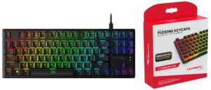 hyperx alloy origins core - red switch + hyperx pudding keycaps - black