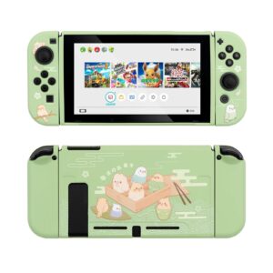 geekshare protective case compatible with switch, soft tpu slim case cover compatible with switch console and joy-con (little parrots)