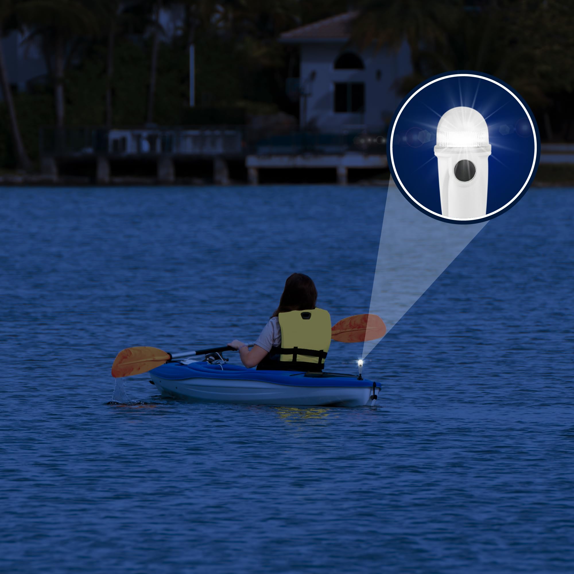 Five Oceans Kayak Lights - Stern Lights for Boats, Anchor Light, 8-inch, Battery-Powered LED Kayak Lights for Night Kayaking with Suction Cup for Small Boat, Canoe, Dinghy, Paddle Board - FO4483