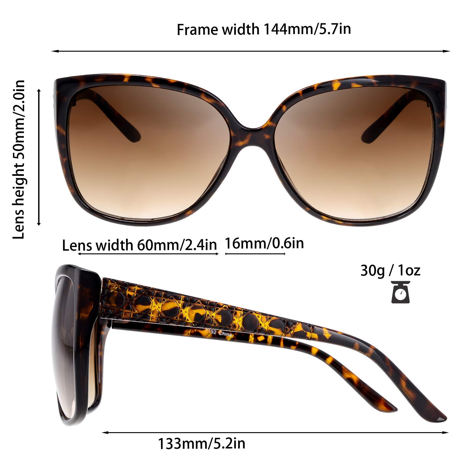 The Fresh Women's Oversized Square Jackie O Cat Eye Hybrid Butterfly Fashion Sunglasses - Exquisite Packaging (719201New Demi, Gradient Brown)