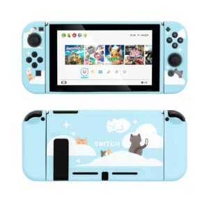 geekshare protective case for switch, soft tpu slim case cover compatible with nintendo switch console and joy-con (nebula cat)