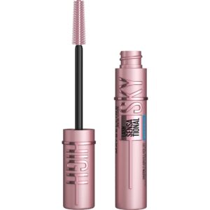 maybelline lash sensational sky high waterproof mascara makeup, volumizing, lengthening, defining, curling, multiplying, buildable formula, very black, 1 count