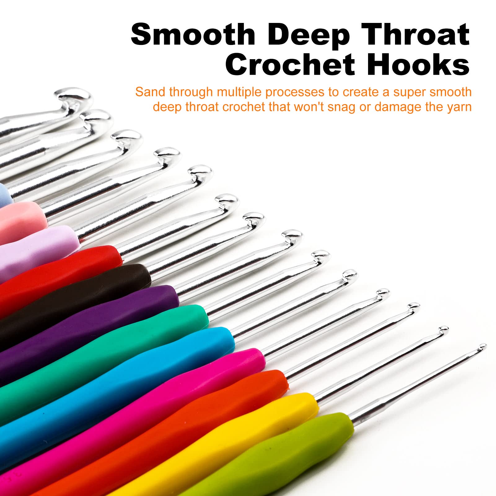 KOKNIT Crochet Hooks Set with Case,9 Ergonomic Crochet Hooks with Soft Grip,12 Aluminum,Full Crochet Kit for Beginners Adults with Crochet Tools and Accessories