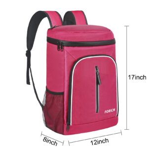 FORICH Soft Cooler Backpack, 30L Capacity, Rose Red, Polyester, Suitable for Outdoor Activities