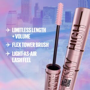 Maybelline Lash Sensational Sky High Waterproof Mascara Makeup, Volumizing, Lengthening, Defining, Curling, Multiplying, Buildable Formula, Very Black, 1 Count