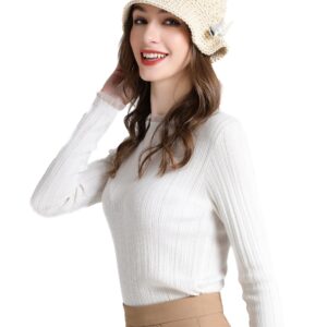 ZLYC Women Winter Crochet Bucket Hat Handmade Cotton Knit Cloche Bowler Hats (Bow Beige)