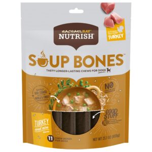 rachael ray nutrish soup bones dog treats, turkey & rice flavor, 11 bones